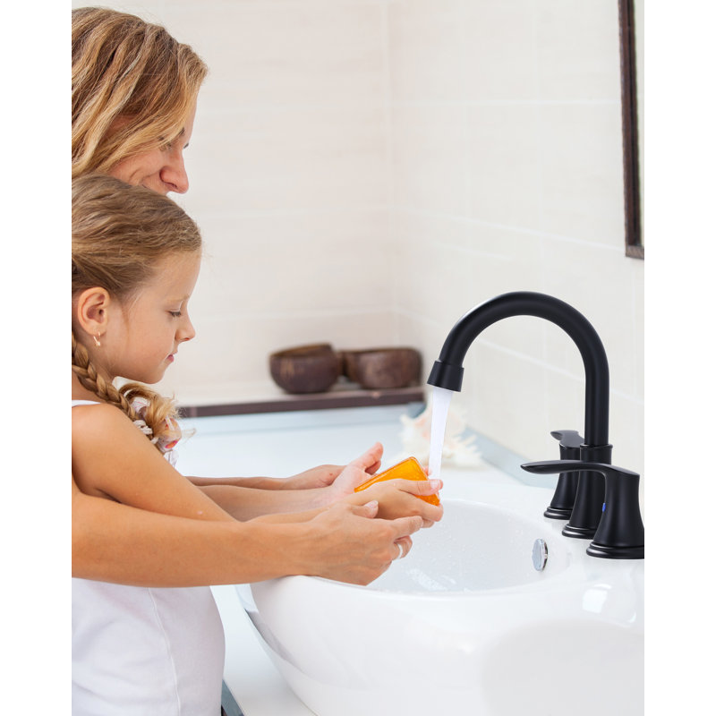 WOWOW 8 Inch Widespread Double Handle Bathroom Faucet With Pop Up Drain & Reviews | Wayfair